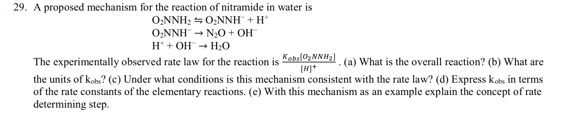 Solved A proposed mechanism for the reaction of nitramide in | Chegg.com