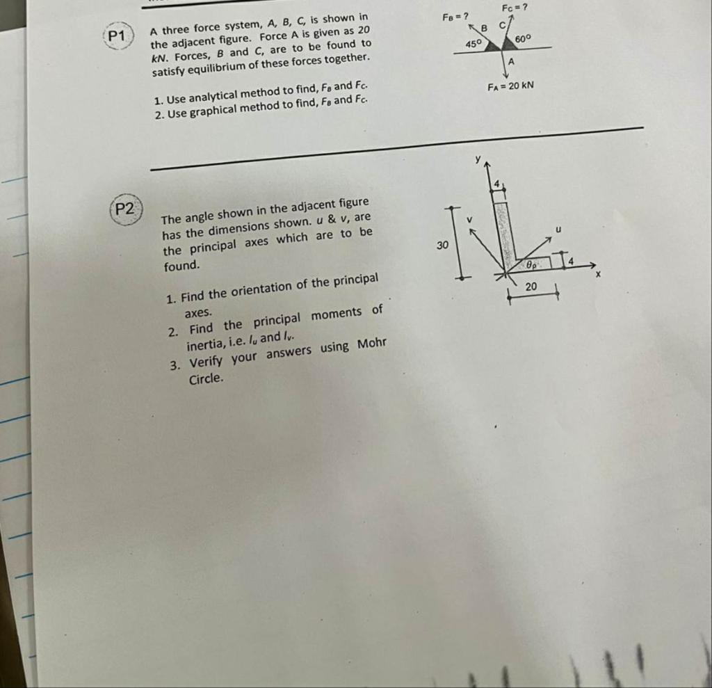 Solved A three force system, A, B, C, is shown in the | Chegg.com