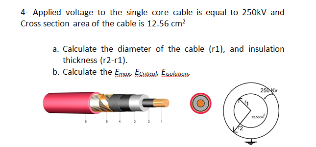 Solved 4- Applied voltage to the single core cable is equal | Chegg.com