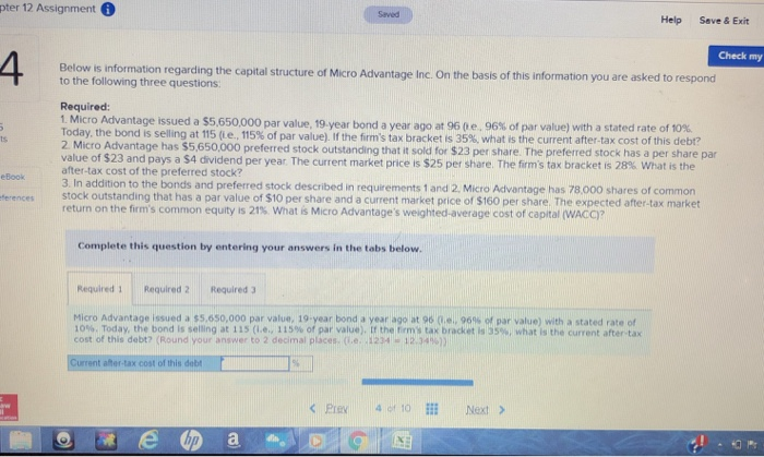 Solved pter 12 Assignment Saved Help Seve & Exit 4 Check my | Chegg.com