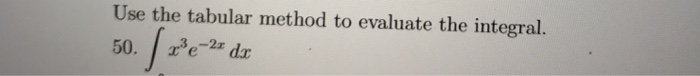 Solved Use the tabular method to evaluate the integral. | Chegg.com