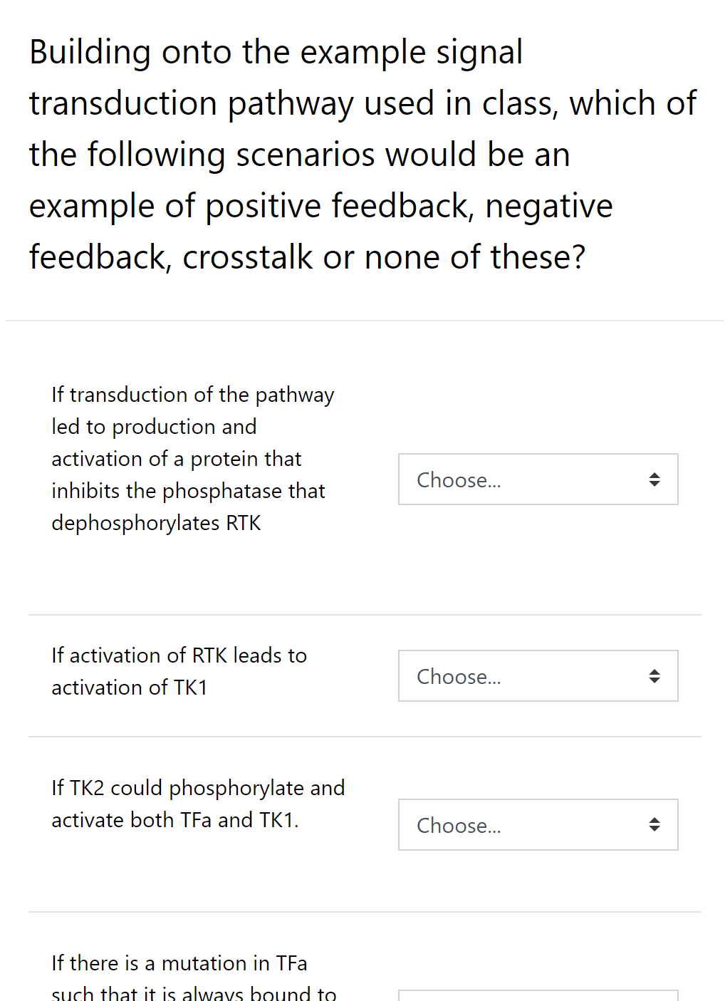 Solved Building onto the example signal transduction pathway | Chegg.com