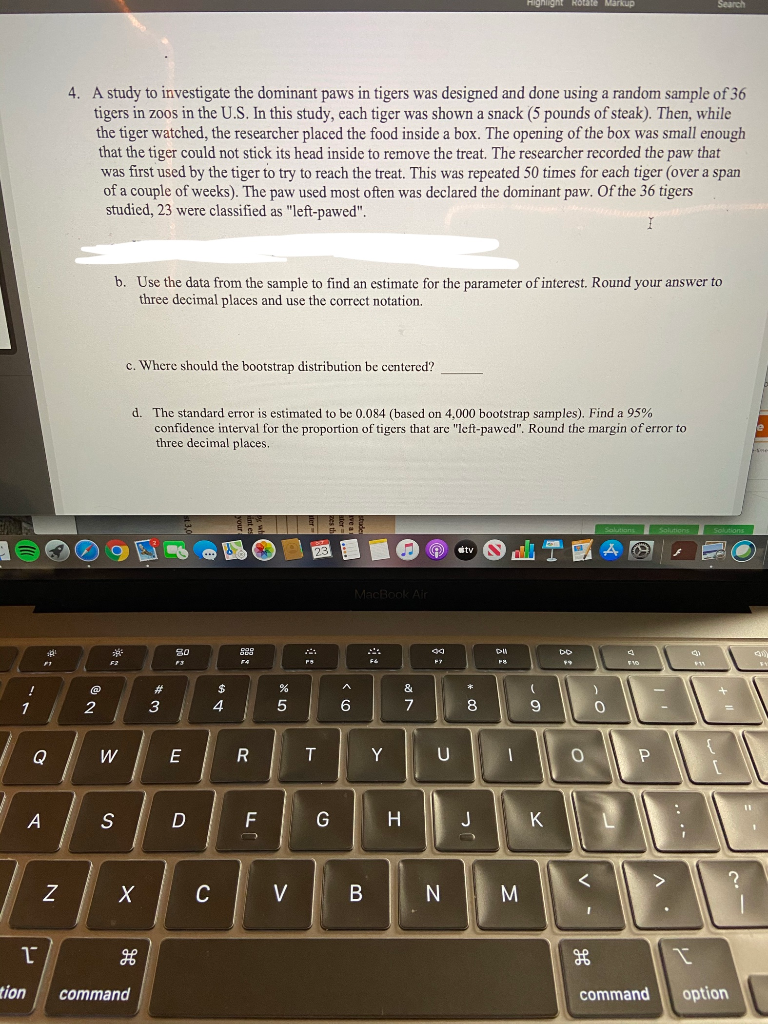 Solved Highlight Rotate Markup Search 4. A study to | Chegg.com