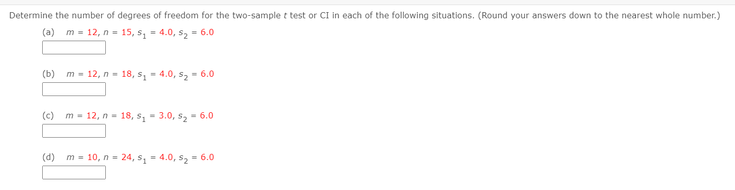 Solved Determine the number of degrees of freedom for the | Chegg.com