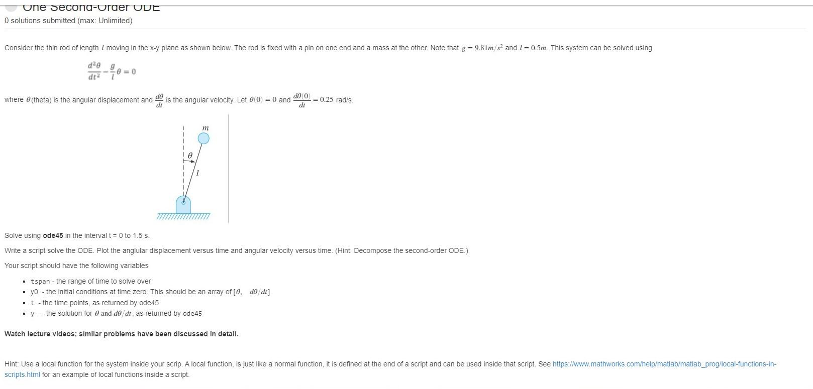 Solved Une second-order UDE O solutions submitted (max: | Chegg.com