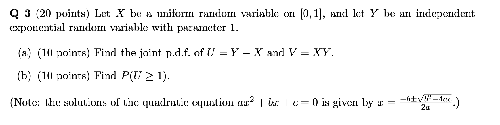 Solved Q 3 (20 points) Let X be a uniform random variable on | Chegg.com