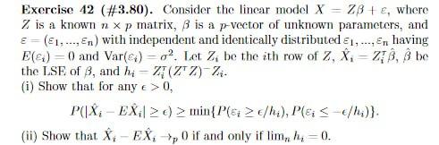 Solved Exercise 42(#3.80). Consider the linear model X=Zβ+ε, | Chegg.com