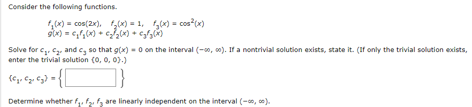 Solved Consider the following functions. | Chegg.com