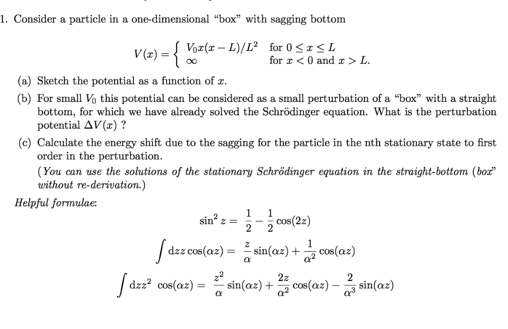 Solved 1. Consider a particle in a one-dimensional "box" | Chegg.com