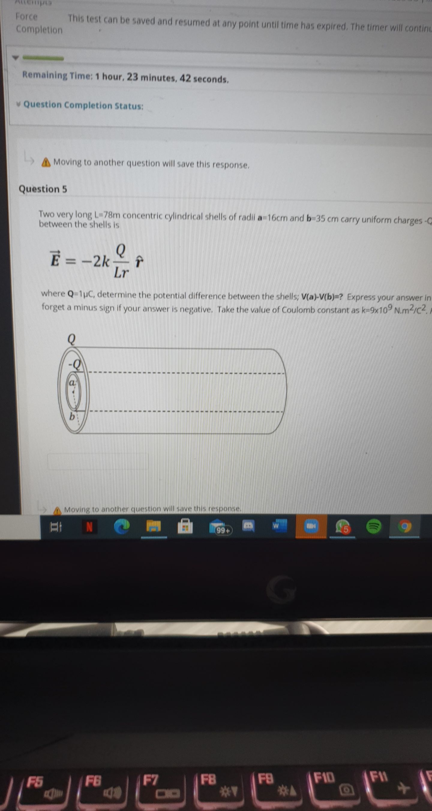 Solved Two very long L=78m concentric cylindrical shells | Chegg.com