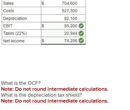 Solved What is the OCF?Note: Do not round intermediate | Chegg.com