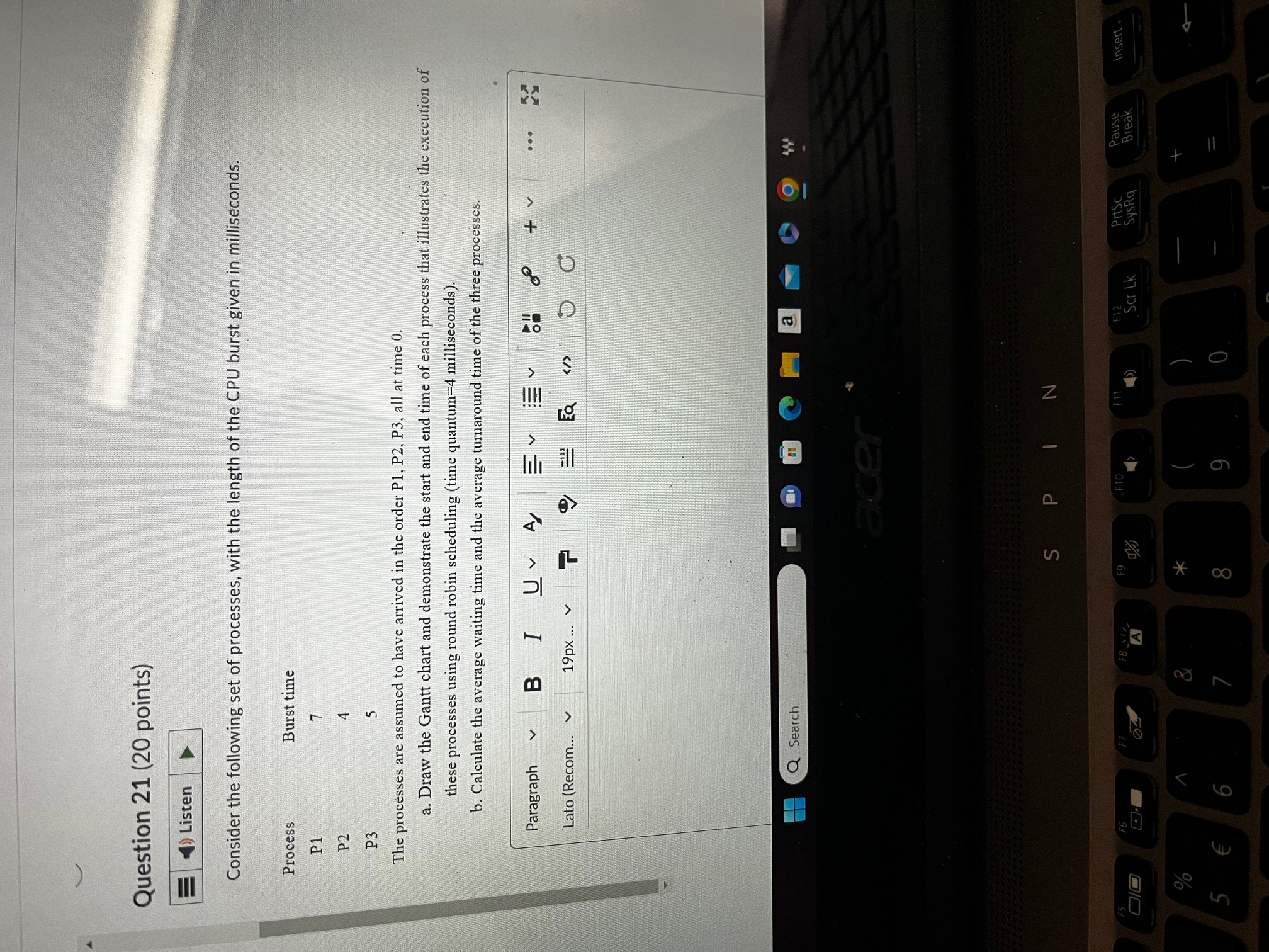 Solved Consider the following set of processes, with the | Chegg.com