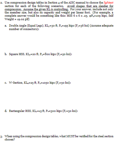 Solved 2. Use compression design tables in Section 4 of the | Chegg.com