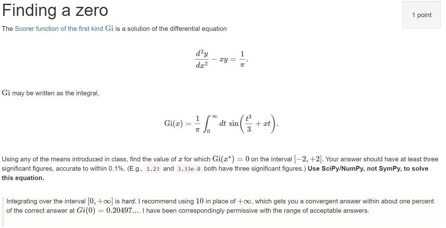 Finding a zero 1 point The Scorer function of the | Chegg.com