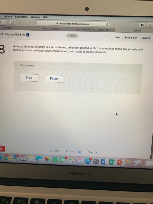 Solved An organizational structure is a set of shared, | Chegg.com