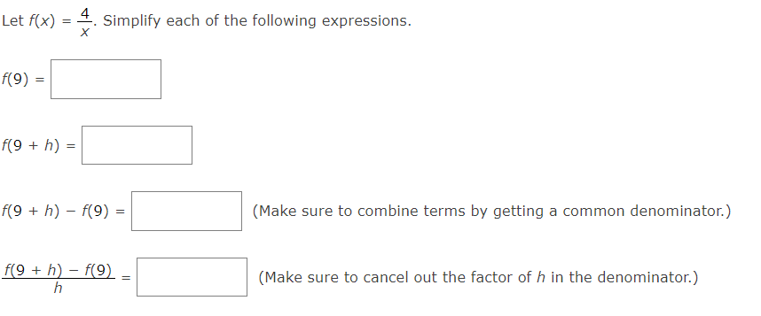 Solved Let f(x)=x4. Simplify each of the following | Chegg.com