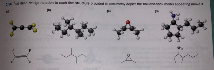 Solved 2.36 Add dash-wedge notation to each line structure | Chegg.com