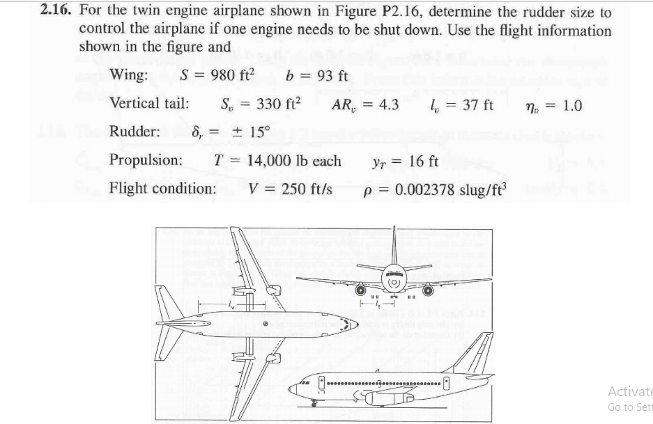 Solved 2.16. For the twin engine airplane shown in Figure | Chegg.com