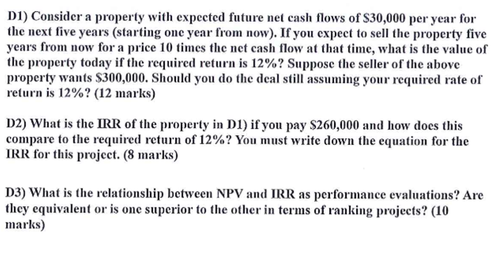 Solved Considera property with expected future net cash | Chegg.com