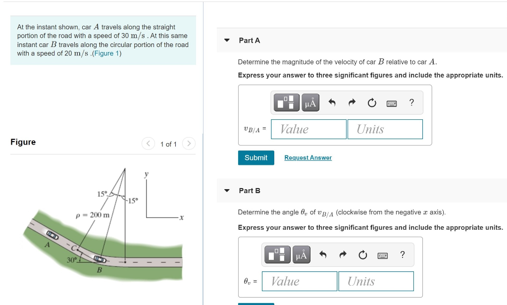 Solved At the instant shown, car A travels along the | Chegg.com