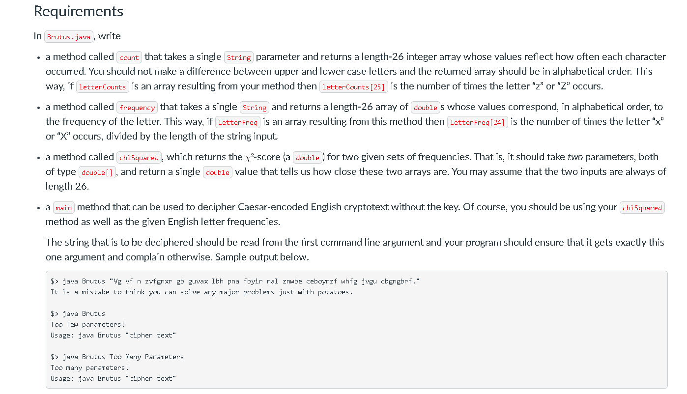 Solved Requirements In a file called Caesar.java , implement | Chegg.com
