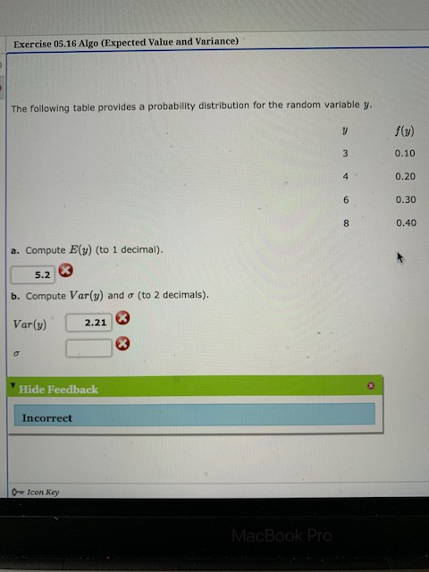 Solved Exercise 05.16 Algo (Expected Value and Variance) The | Chegg.com