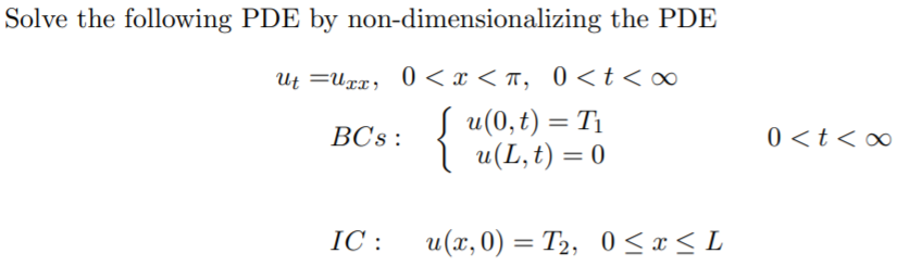 Solve the following PDE by non-dimensionalizing the | Chegg.com
