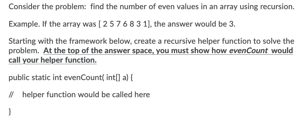 Solved Consider the problem: find the number of even values | Chegg.com