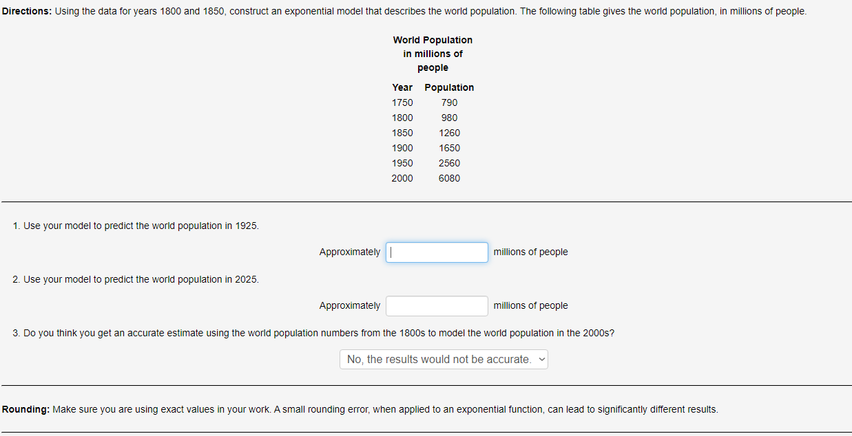 Solved Using the data for years 1800 and 1850, construct an | Chegg.com