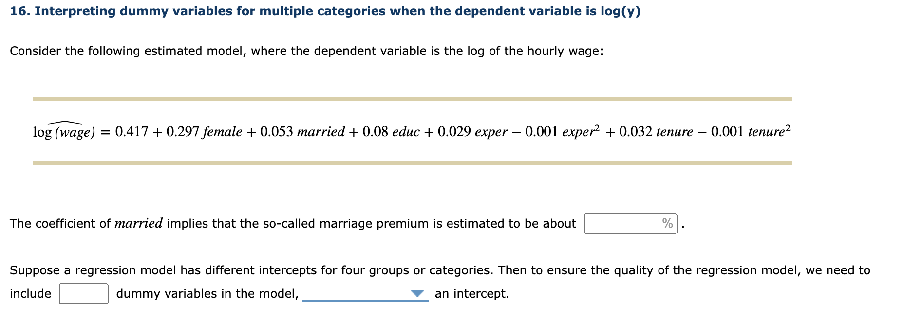 Solved 16. Interpreting dummy variables for multiple | Chegg.com