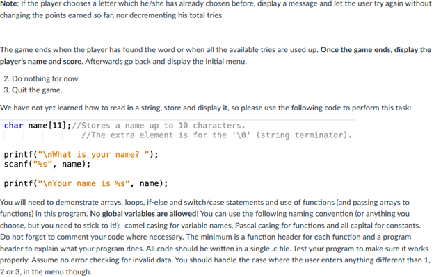 Solved This version of the game will have the following | Chegg.com