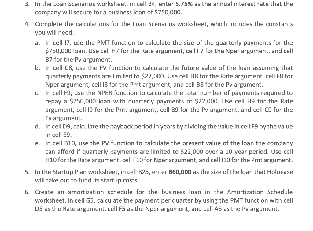 Solved 3. In the Loan Scenarios worksheet, in cell B4, enter | Chegg.com