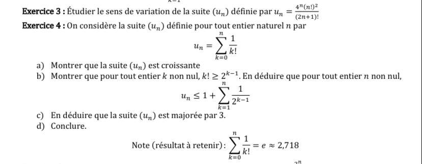 Exercice 3 : Étudier le sens de variation de la suite | Chegg.com
