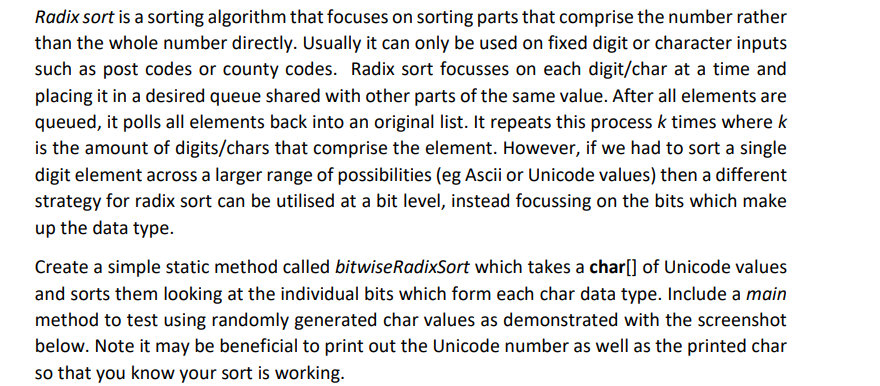 Solved Radix sort is a sorting algorithm that focuses on | Chegg.com
