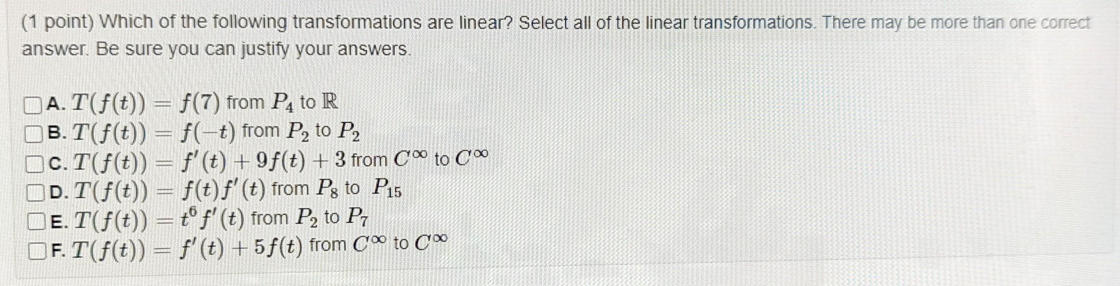 (1 point) Which of the following transformations are | Chegg.com
