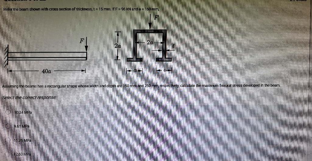 Solved Refer the beam shown with cross section of thickness, | Chegg.com