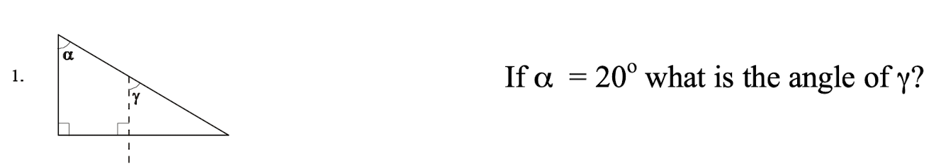 Solved If α=20∘ what is the angle of γ ? | Chegg.com