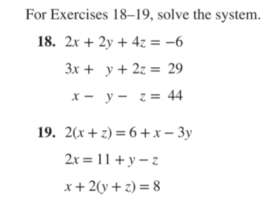 Solved For Exercises 18−19, solve the system. 18. | Chegg.com