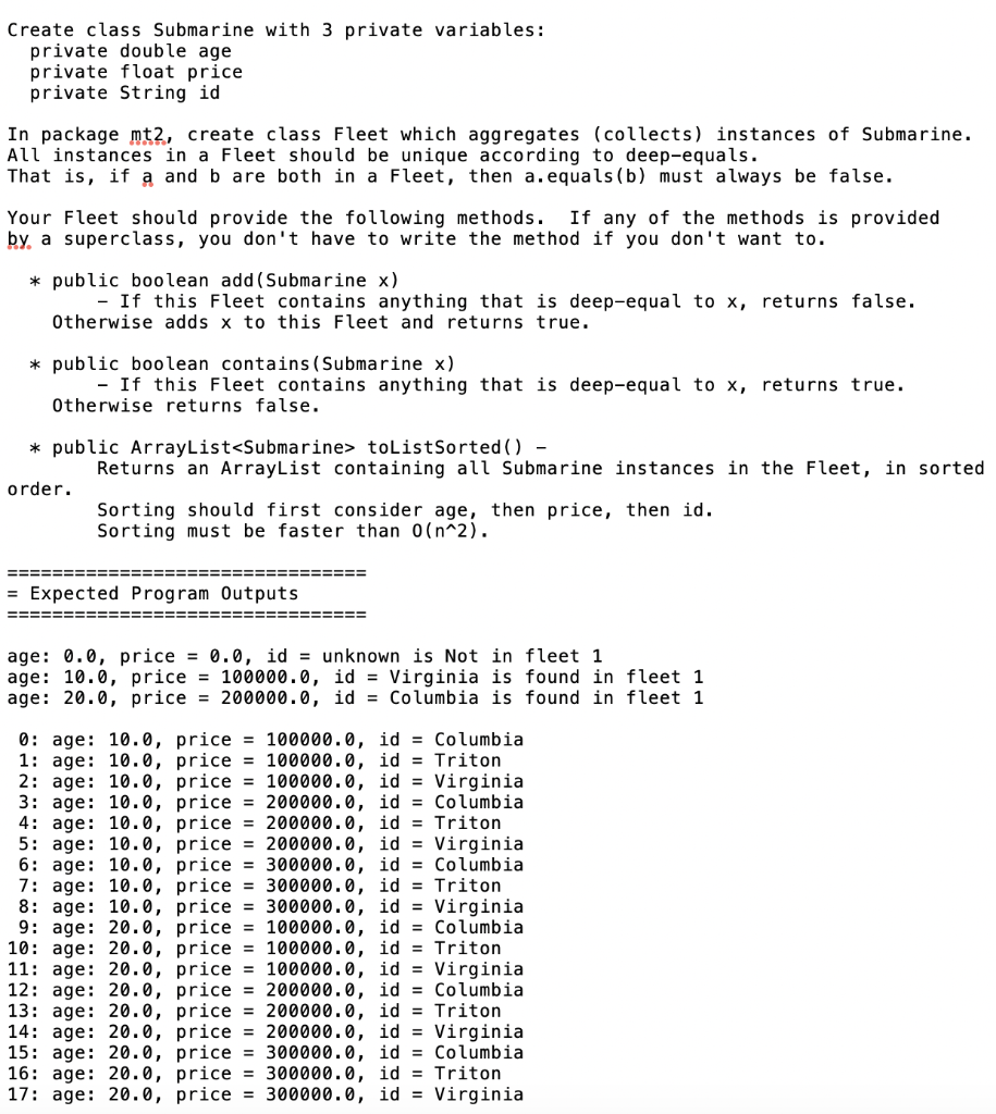Solved Create class Submarine with 3 private variables: | Chegg.com