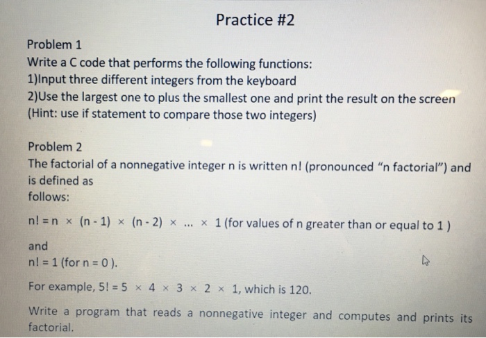 Solved Write a C code that performs the following functions: | Chegg.com