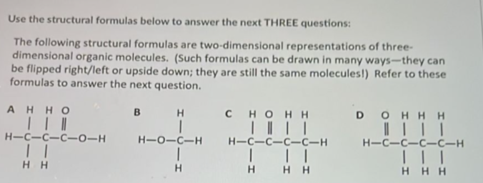 Solved Use the structural formulas below to answer the next | Chegg.com