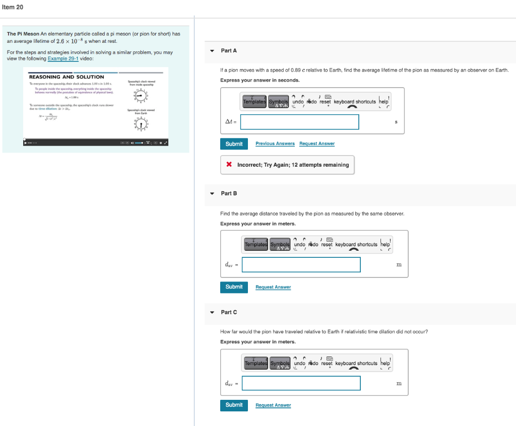 Solved Item 20 The Pi Meson An elementary particle called a | Chegg.com