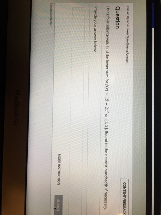Solved Find an Upper or Lower Sum Given a Function Question | Chegg.com