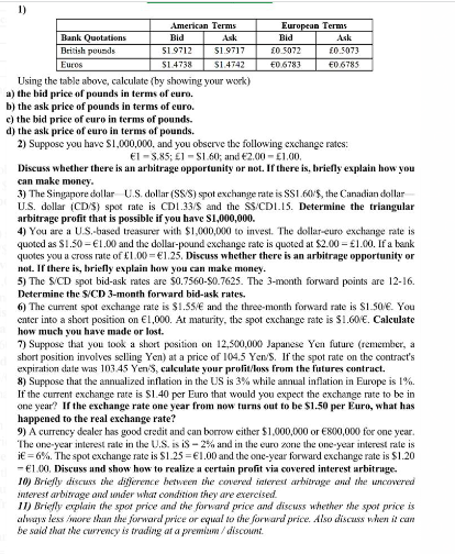 Using the table above, calculate (by showing your | Chegg.com