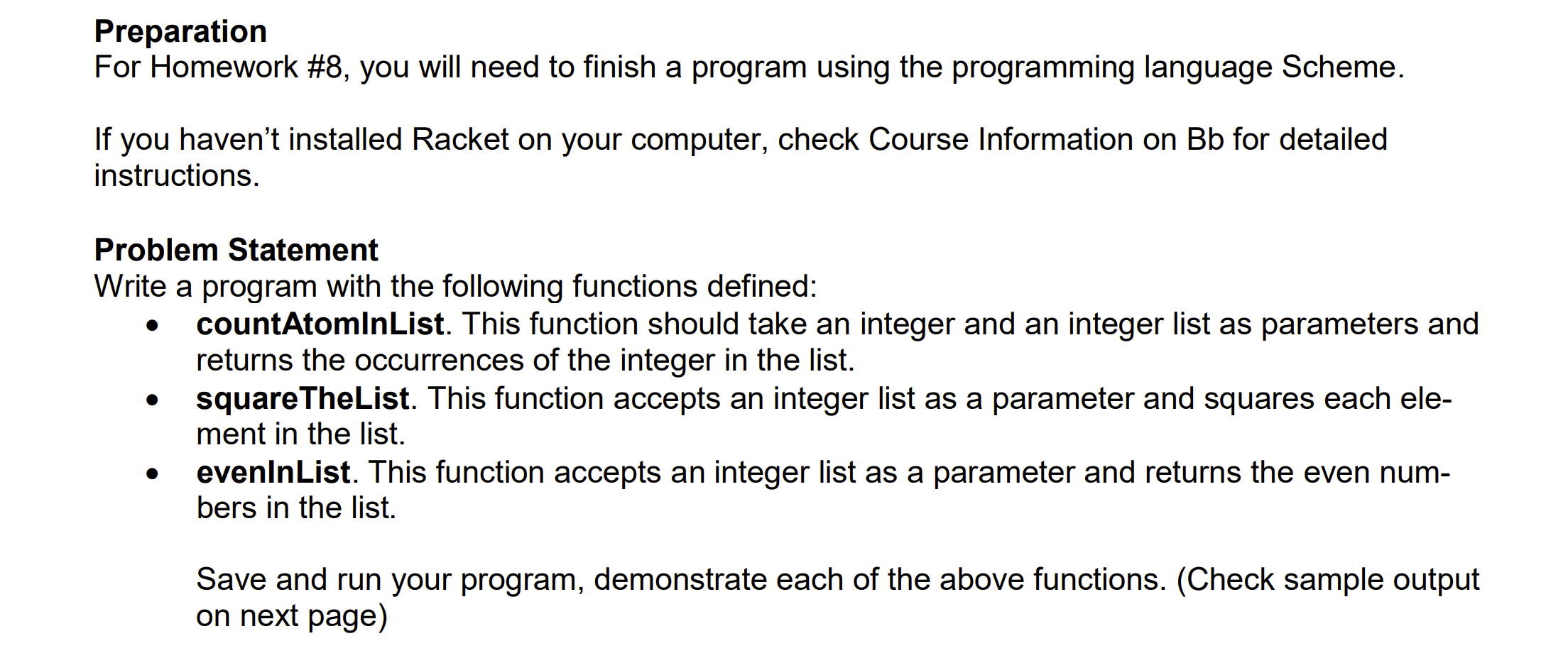 Preparation For Homework #8, you will need to finish | Chegg.com