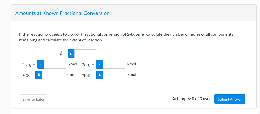 Solved Amounts at Known Fractional Conversion If the | Chegg.com
