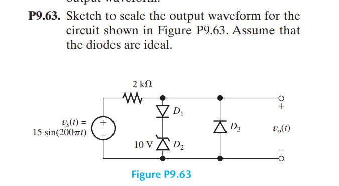 Solved P9.63. Sketch to scale the output waveform for the | Chegg.com