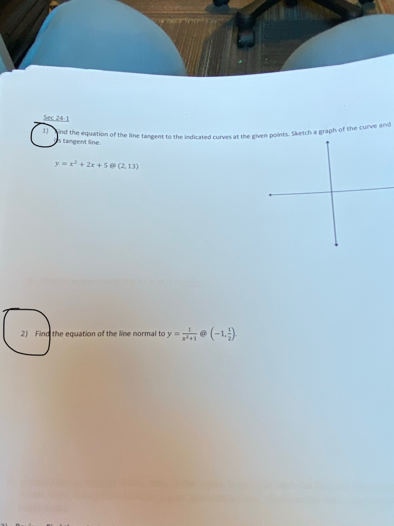 Solved Sec 24-1 1) ind the equation of the line tangent to | Chegg.com