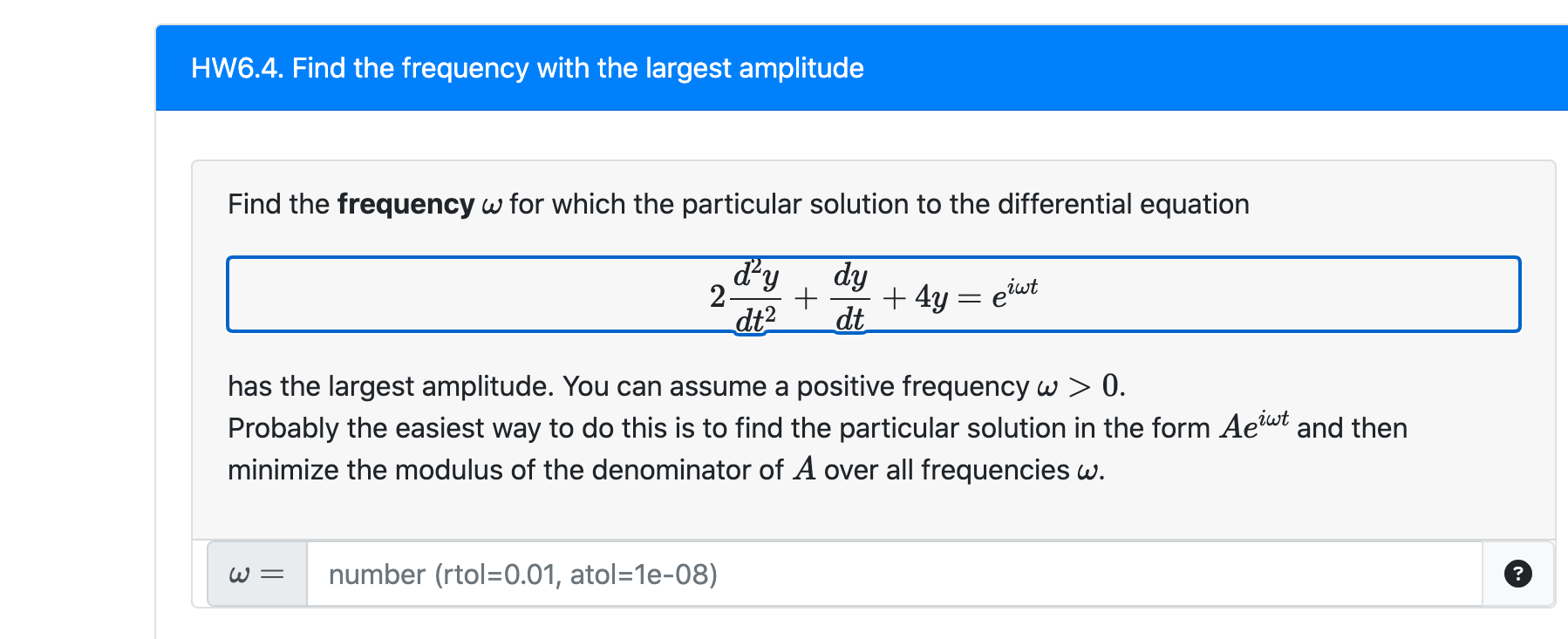 Solved HW6.4. Find the frequency with the largest amplitude | Chegg.com