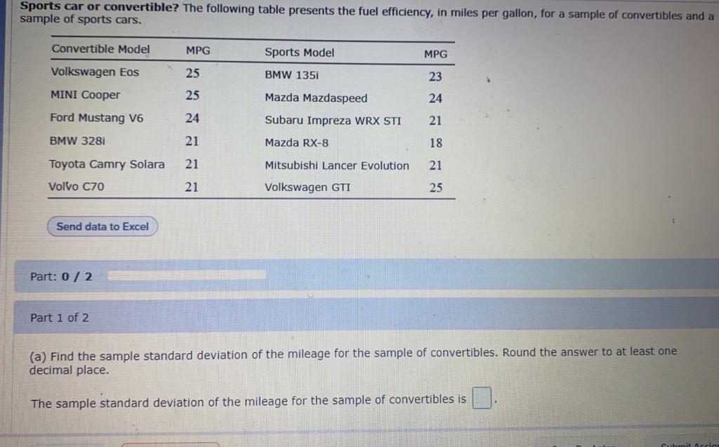 Solved Sports car or convertible? The following table | Chegg.com